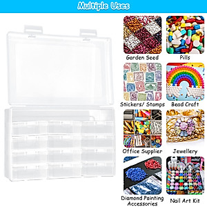 36 PCS Small Bead Organizers with 3 PCS Hinged Lid Rectangle Clear Craft Case, Mini Plastic Bead Storage boxes Containers for Storage of Small Items, Jewelry, Diamonds, DIY Art Craft Accessory