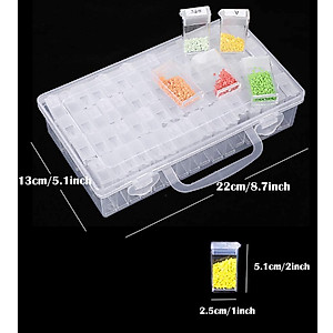 64 Slots Diamond Painting Storage Containers Portable Plastic Bead Storage Box with Diamond Painting Tools and Accessories Kit Apply to Full Drill & Partial Drill 5D Diamond Painting, Christmas Gift