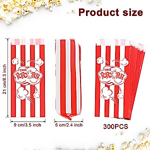 300 Pieces Paper Popcorn Bags 1 oz Nostalgic Red and White Striped Individual Popcorn Box Containers Disposable Popcorn Holder for Business Home Carnival Movie Party Supplies