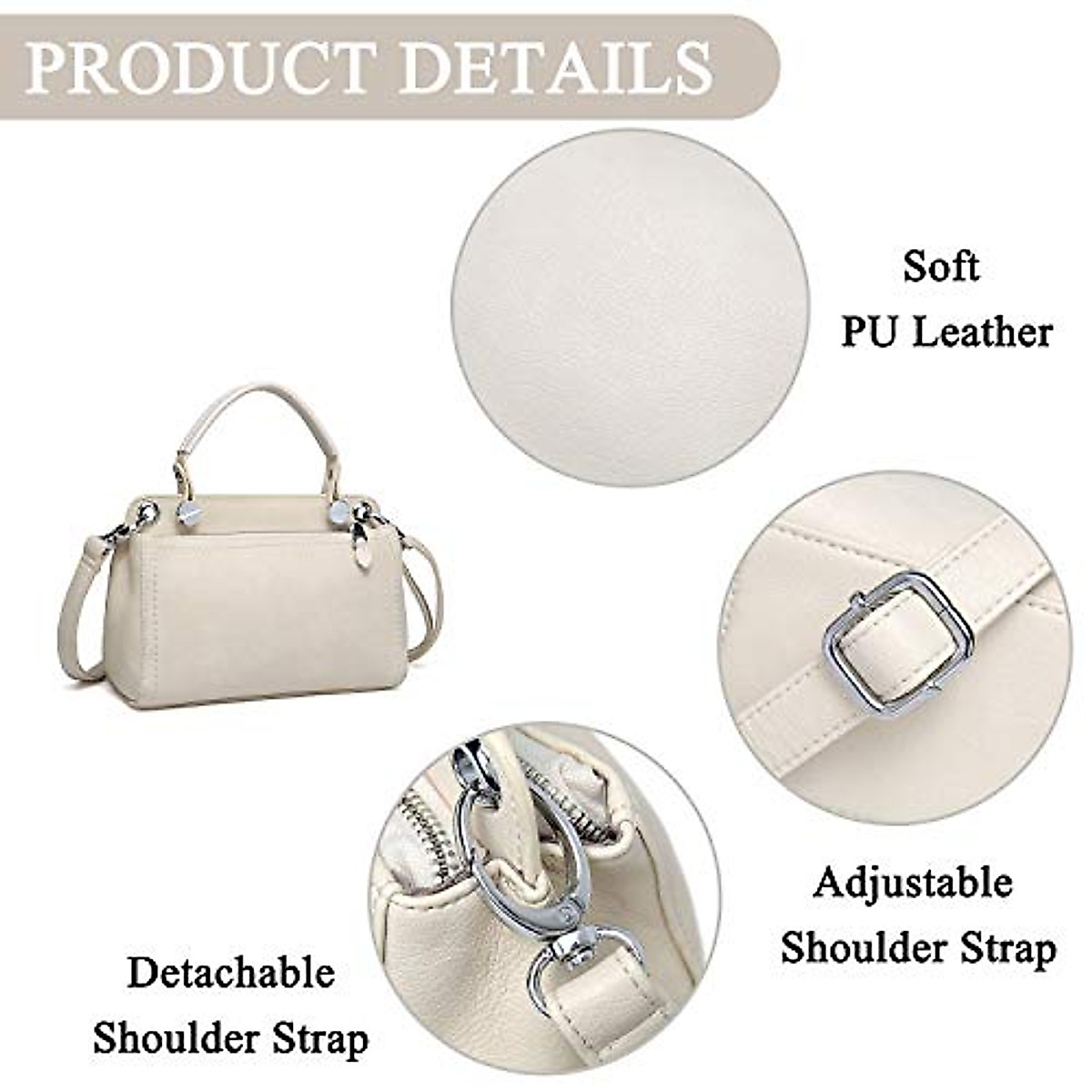 Kasqo Small Satchel Handbags for Women, Fashion Leather Top Handle Satchel Bag Shoulder Purse Crossbody Bags for Teen Girls