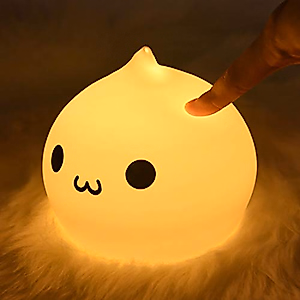Night Light for Kids, Cute Lamp Dumpling Light Birthday Gifts for Girls Boys, Kawaii Waterdrop Nightlight Silicone Portable Nursery Battery Powered Animal Night Lights for Baby Toddler Teen Bedrooms