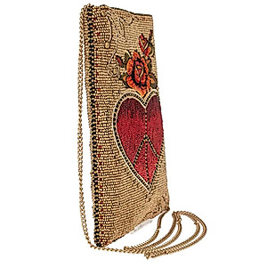 Mary Frances I Love Peace Beaded Mini Crossbody Clutch Handbag, Multi