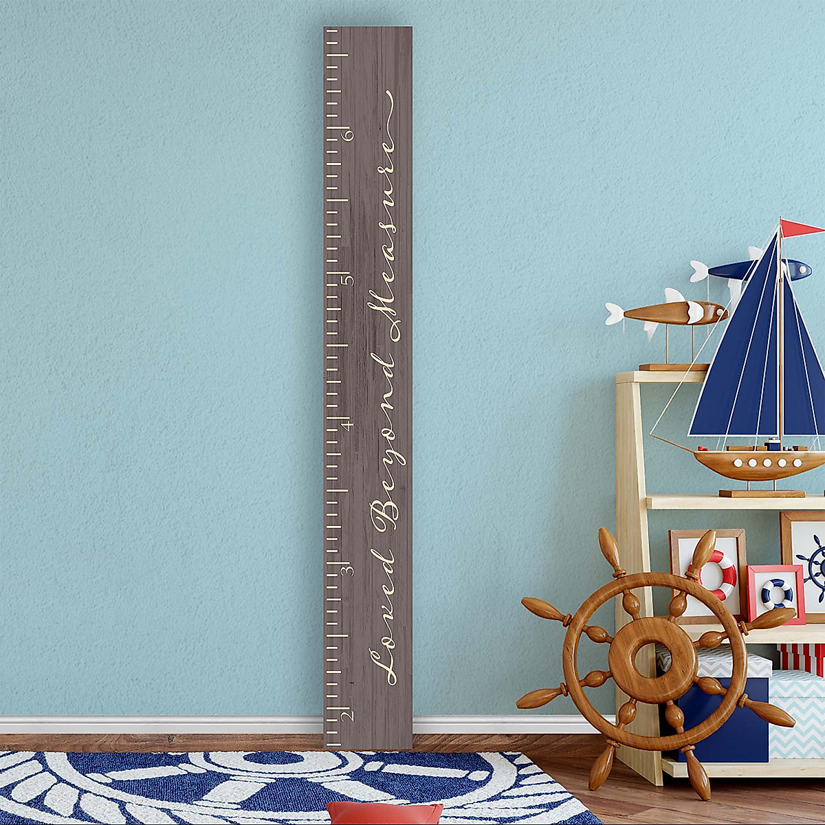 Back40Life Wooden Kids Growth Chart Ruler for Boys and Girls (Loved Beyond Measure) (Ebony Wash)
