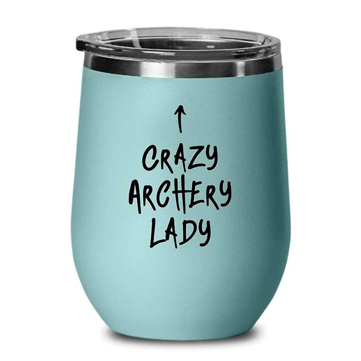 Archery Teal Edition Wine Tumbler 12oz - Archery Lady A - Funny Gift For Archery Coach Athlete Hunt Target Shot Trainer Arrow Bow Sport