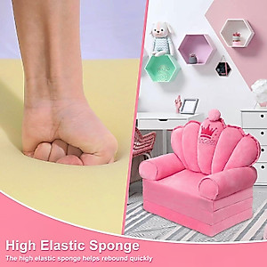 harhoers Pink Toddler Chair Kids Sofa Lounger Toddler Bed Couch for Seating,Soft Princess Comfy Foldable Kids Couch Fold Out for Toddlers 1-5,children's chairs for toddlers for Girls Bedroom Furniture