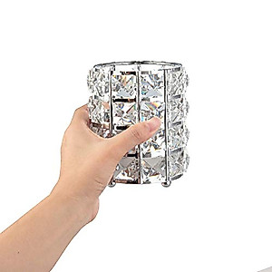 Feyarl 2pcs Crystal Makeup Brush Holder Silver Bling Handcrafted Comb Brush Pen Pencil Holder Pot Cup Storage Cosmetic Tools Organizer Container Candle Holder for Valentine Gift Bedroom Dresser Office