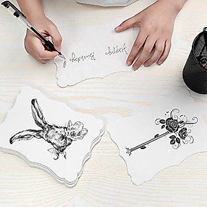 50 Pack Blank Kraft Cards Cardstock Thick Paper Brown Greeting Cards for DIY Gift Card Menus, Baby Shower and Wedding Invitations (5x7IN, White)