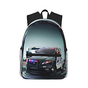 Backpack Police Car, Travel Laptop Backpacks Casual College Daypack School Bag for Boys Girls Men Adult
