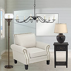 Franklin Iron Works Luz Modern Industrial Edison Bulb Floor Lamp Torchiere 72.5" Tall Oil Rubbed Bronze Clear Glass Standing Bright Lighting for Living Room Reading House Bedroom Home Office