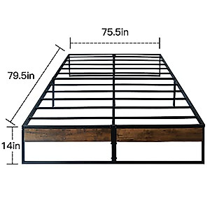 HOMWAYART King Bed Frames with Decorative Wood Panel, Storable High Platform Reinforced Steel Slats Support, Easy Assembly, Sturdy, No Box Spring Needed (Mahogany, King)