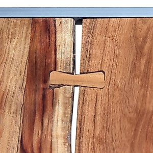 QJBSAVVA Two Piece Coffee Table Set Solid Acacia Wood,Industrial Tables Floor Standing Table Cocktail Table Suitable for Meeting Rooms, Reception Rooms, Offices