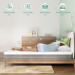 Novilla Twin XL Mattress, 6-Inch Gel Memory Foam Mattress for Cool Sleep & Pressure Relief，Medium Firm XL Twin Size Mattress in a Box, Bliss