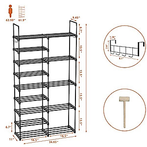 GIMTRR 9 Tiers Metal Shoe Rack, Large Capacity 30-35 Pairs Vertical Shoe Tower, Tall Shoe Storage Organizers, Narrow Shoe Shelf for Entryway, Closet, Garage