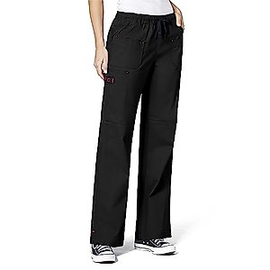 WonderWink Women's Wonderflex Faith Scrub Pant, Black, Large