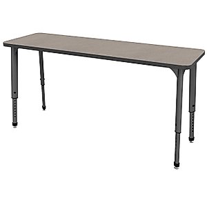 Marco Group Apex Series School Table, 20" x 60", Pewter Mesh-Top, Gray-Trim, Gray-Leg