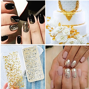 WFAUIBR Gold Leaf Gilding Resin Flakes, 10g Gold Metallic Foil Flakes for Nail Art, Painting, Crafts, Slime and Resin Jewelry Making, Crafts, Slime and Resin Jewelry Making (Gold-10g)…