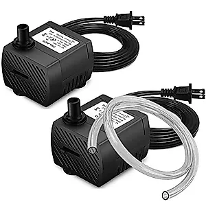 PULACO 2Pcs Mini Submersible Water Pump (95GPH 5W) for Aquarium Fish Tank, Pond, Fountain, Hydroponics