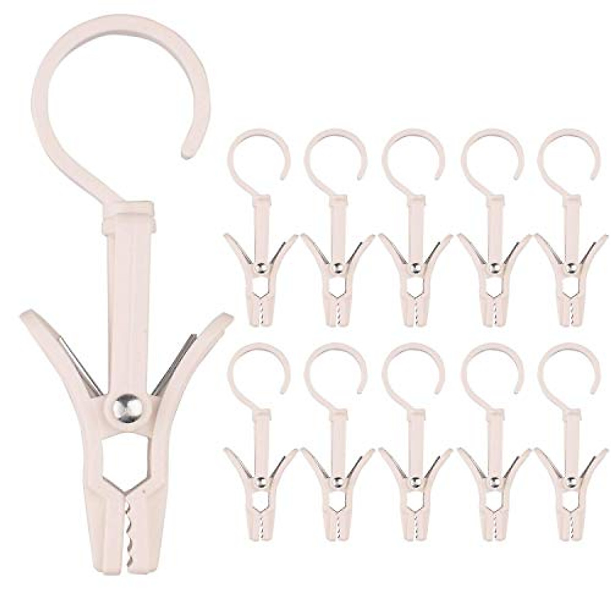 Zelta 10 Pack Dual-ended Laundry Hooks Clothes Pins Swivel Hanging Clips Plastic Hanger (White)