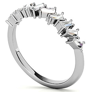 Excellent Baguette Brilliant Cut 0.48 Carat, Moissanite Diamond Promise Band, Prong Set, Eternity Sterling Silver Band, Valentine's Day Jewelry Gifts, Customized Band (5)