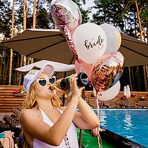 Bachelorette Party Bride Sunglasses, Heart Shaped Pearl Glasses for Women Kids Bridesmaid Bride to Be Party Gift Supplies