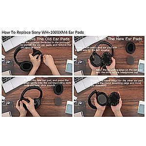 PhantAccy Replacement Ear Pads Cushions for Sony WH-1000XM4 Noise Canceling Headphones, with Soft-Touch Leather, Breathable Noise Isolation Memory Foam, Long-Lasting Comfort, Easy Installation (Gray)