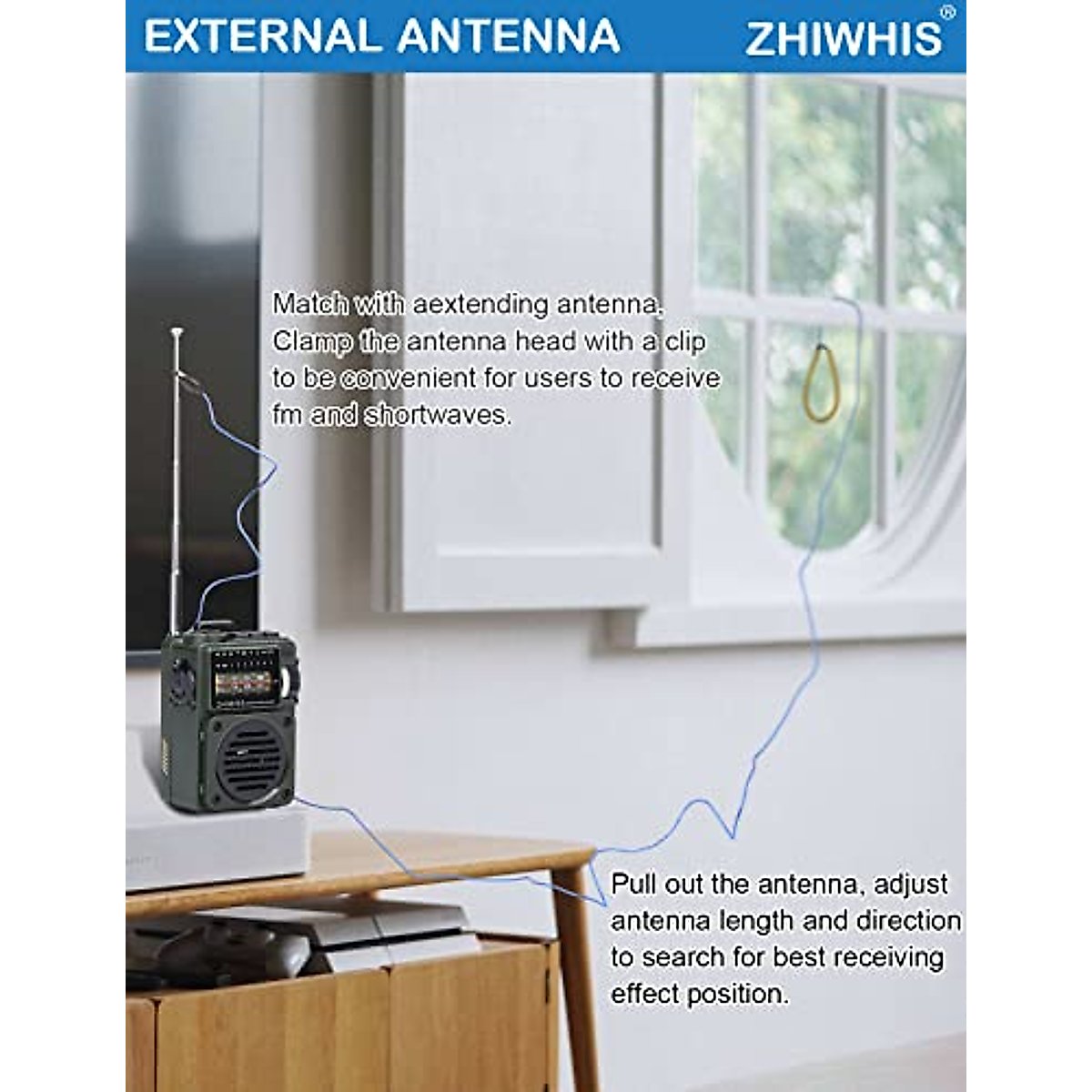 ZHIWHIS Shortwave Radio, Bluetooth Speakers with Sleep Timer, Weather AM FM SW Radios with NOAA Alerts, Retro Analog Tuner with Preset, Rechargeable MP3 Player with 6 EQ Support MicroSD Card ZWS-700