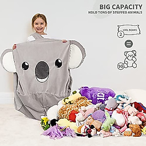 Aubliss Unicorn Stuffed Animal Storage Bean Bag Chair for Kids, Velvet Extra Soft Beanbag Chairs Cover, X-Large Stuffable Zipper Bean Bag for Organizing Plush Toys Girls Bedroom Decor, Koala