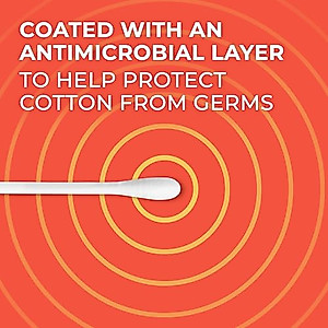 Q-tips Antimicrobial Swabs for Cleaning are Made with 100 Percent Cotton, 300 Count, Pack of 12