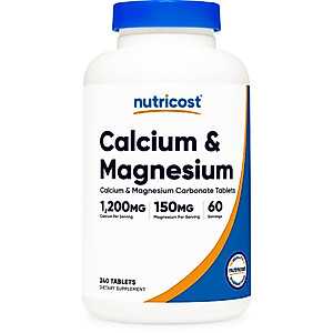 Nutricost Calcium & Magnesium Carbonate 240 Tablets, 1200mg of Ca & 150mg of Mg per Serving, 60 Servings- Gluten Free, Non-GMO
