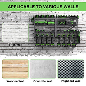 Sixfivsevn Power Tool Organizer, 8 Drill Holder Wall Mount, 4 Layers Garage Tool Organizers and Storage Rack, Heavy Duty Metal Tool Shelf with Hooks/Screwdriver Holder/Plier Holder/Hammer Holder