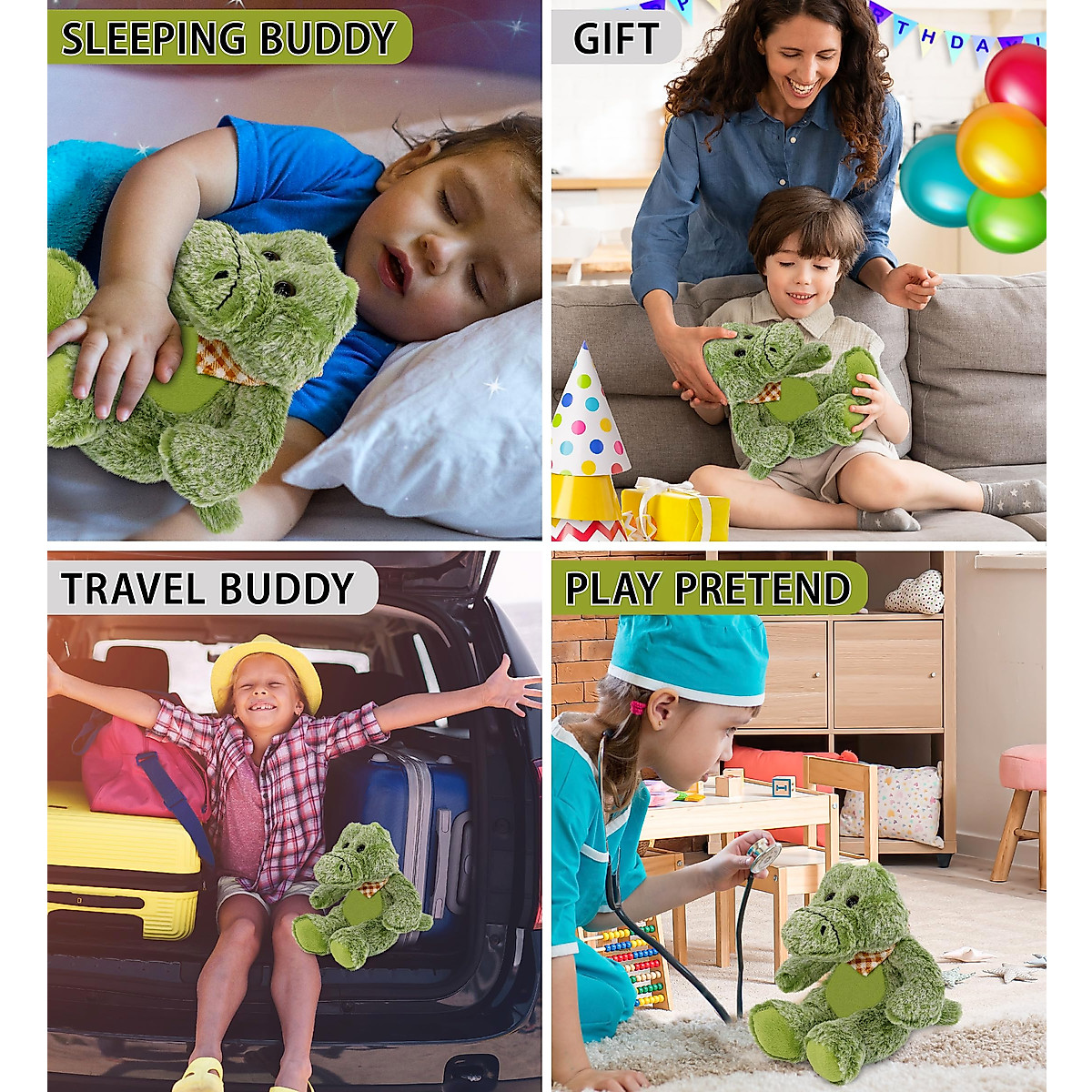 Puzzled DolliBu Plush Alligator Stuffed Animal - Soft Fur Huggable Green Alligator, Adorable Playtime Gator Plush Toy, Cute Wild Life Cuddle Gift for Kids & Adults - 8 Inch