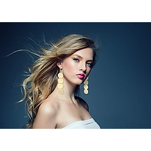 IDB Delicate Filigree Dangle Long Disc Drop Hook Earrings - available in silver and gold tones (Gold tone)