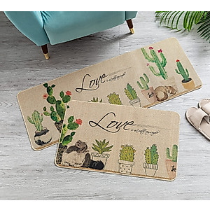 Kitchen Rugs and Mats - Anti Fatigue Kitchen Floor Mats Non Skid Kitchen Floor Mats Rubber Back Absorbent Kitchen Rug Set 2 Piece 17''x29''+17''x47'' LISIBOOO