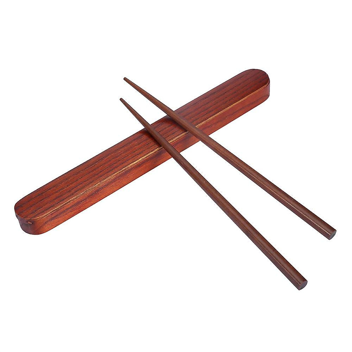 Fdit Portable Wooden Chopsticks Japanese Style Chopsticks with Pull-out Wood Color Chopsticks Box Case Tableware Dinnerware(Deep)