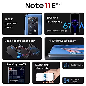 Xiaomi Redmi Note 11E Pro 5G (256GB + 8GB) Factory Unlocked (ONLY Tmobile/Mint/Tello USA Market) 6.67" 108MP Camera Night Mode + Extra (w/Fast Car Charger Bundle) (Dark World)