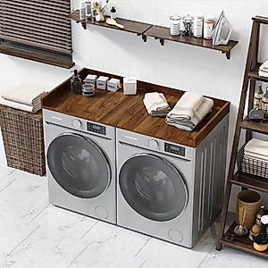 OfficeSimpli Washer Dryer Countertop w Non-Slip Pads, Made in USA, Laundry Room Wood Topper, Washer Dryer Cover for Top, Laundry Guard, Laundry Countertop, Laminate Finish (California Walnut)