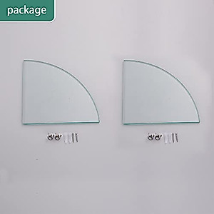 WAKLOND Bathroom Shelves, 2-Tier Bathroom Glass Corner Shelf Wall Mounted ,Tempered Glass Shelf for Storing Seasoning Bottle/Brush/Shower Gel/Soap/Shampoo