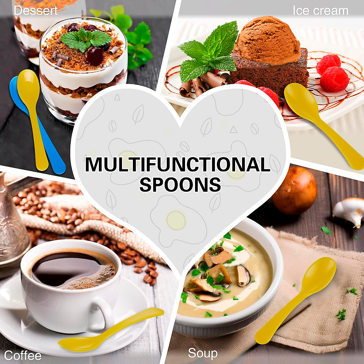 Plastic Egg Spoons for Soft Boiled Eggs,Colorful Disposable Coffee Spoons Plastic Spoons Disposable Hard and Soft Boiled Egg Spoons Multifunctional Plastic Spoons for Coffee, Tea,Ice-cream Pack of 24