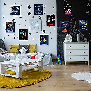 9 Pieces Outer Space Wall Art Prints Spaceship Planet Rocket Posters Decor Motivational Quote Inspirational Pictures for Kids Nursery Bedroom Boys Playroom Classroom College Dorm 8"x 10" UNFRAMED