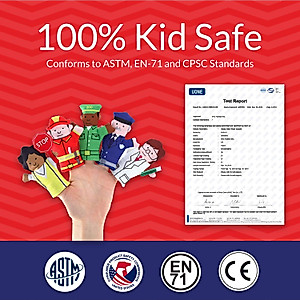 Happy Helpers Finger Puppets 12-Piece Set - Teach and Learn with a Variety of Neighborhood People Characters - Free Bonus E-Book - for Families, Children, Kindergarten, Play and ESL