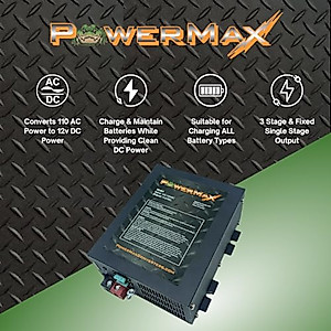 PowerMax PM3-55 RV Power Converter | High-Performance 110 Volt to 12 Volt DC Power Supply Charger w/ 55 Amp Capacity | Ideal for Efficient & Reliable Power Management in Recreational Vehicles