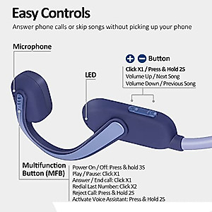 C G CHANGEEK Bone Conduction Headphones, Open-Ear Wireless Bluetooth Headphones with CVC Noise Reduction Microphone, 8H Playback, Sweatproof Sport Earphones for Gym, Running & Work, CGS-B6A