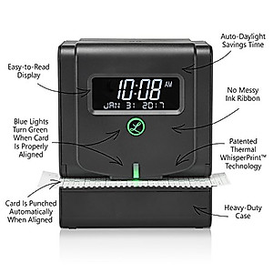 Lathem Heavy Duty Maintenance-Free Thermal Print Time Clock (2100HD), Black, 9.8" x 6" x 8"
