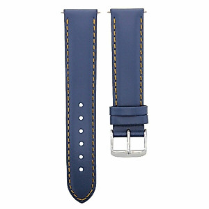 Ewatchparts 22mm Leather Watch Band Strap Compatible With Tag Heuer Carrera Monaco F1 Blue With Orange Stitching