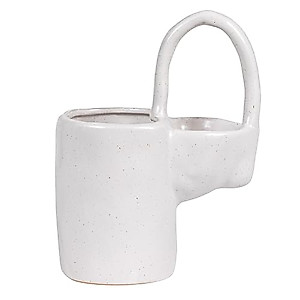 Creative Co-Op Stoneware Dish Brush, White Speckled Finish Sponge Holder