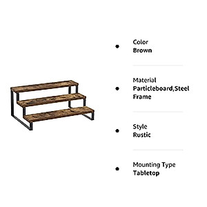 Giikin 3-Tier Spice Rack, 13.7 Inch Wood Step Shelf Countertop Spice Storage Holder, Kitchen Pantry Cabinet Organizer Cupboard for Spice Bottles, Jars, Seasonings, Baking Supplies, Metal Frame