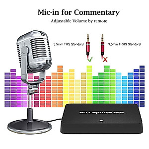 Ezcap295 1080P Game Capture Card via HDMI/Ypbpr/AV Input with Schedule Recording/Remote Control Compatible with Nintendo Switch PS4 and PS3, Xbox one, N64, Blu-Ray