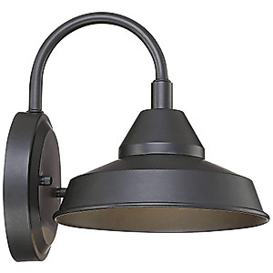 John Timberland Westley Rustic Farmhouse Outdoor Barn Light Fixture Black LED Gooseneck Arm Dark Sky 8 1/2" for Exterior Deck House Porch Yard Patio Outside Garage Front Door Garden Home Roof