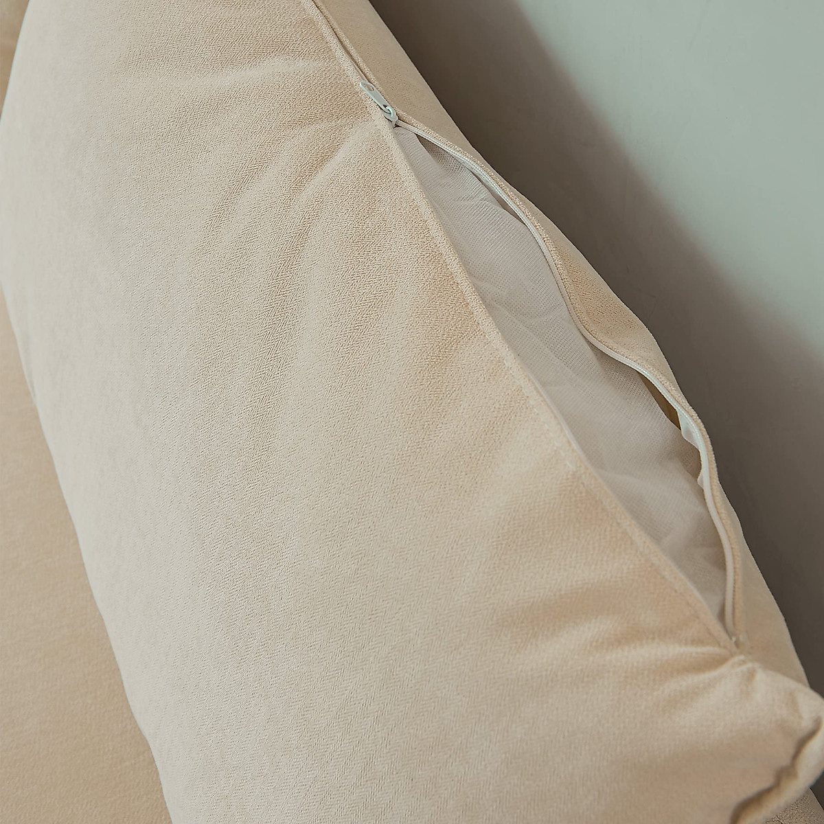 kevinplus 90.9'' Modern Sectional Sofa Couch for Living Room, Modular L-Shaped Corner Sofa Couch 3- Seat for Apartment Studio Home Office, Metal Leg and Cotton Linen Fabric, Beige