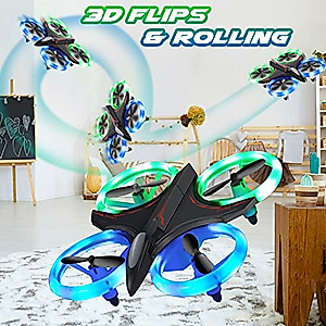 Mini Drone for Kids, RC Drone Quadcopter with LED Lights, Altitude Hold, Headless Mode, 3D Flip, Great Gift Toy for Boys and Girls-Black